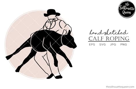 Hand Drawn Calf Roping Clipart Clip Art Logo Cut Files For Silhouette
