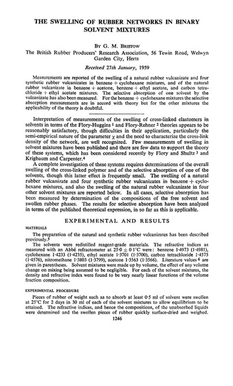 The Swelling Of Rubber Networks In Binary Solvent Mixtures Transactions Of The Faraday Society