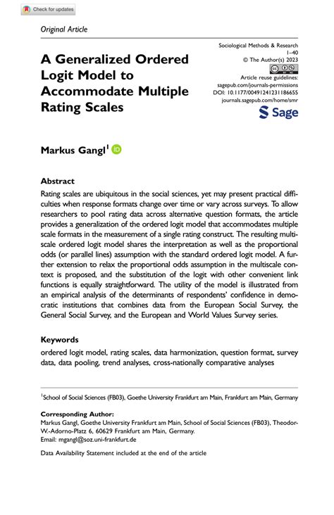 Pdf A Generalized Ordered Logit Model To Accommodate Multiple Rating Scales