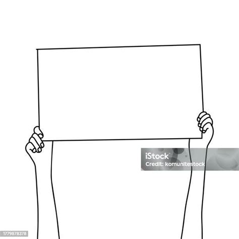 손을 들고 빈 플래 카드 벡터 일러스트 레이 션 시위 상영 슬로건 Revolution에 대한 스톡 벡터 아트 및 기타 이미지 Revolution 개념 공란 Istock