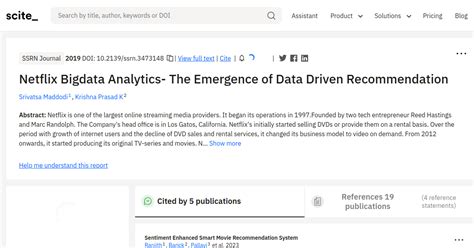 Citation Report Netflix Bigdata Analytics The Emergence Of Data