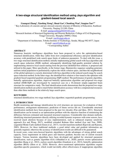 Pdf A Two Stage Structural Identification Method Using Jaya Algorithm