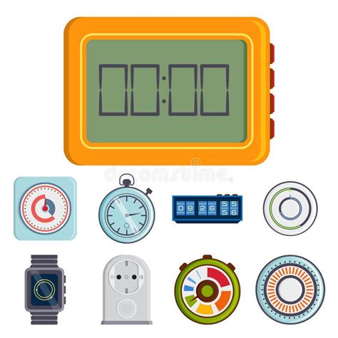 Clock And Watches Vector Timer Colorful Measurement Tools Number Digital Information Stopwatch