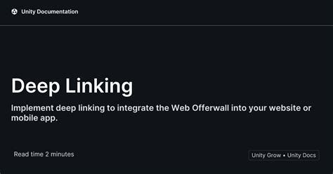 Deep Linking • Unity Grow • Unity Docs