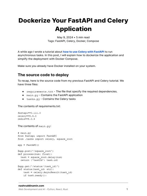 Dockerize Your Fastapi And Celery Application Download Free Pdf