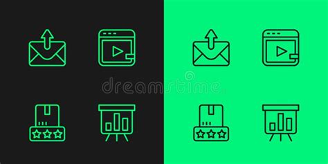 Set Line Board with Graph Chart, Consumer Product Rating, Mail and E-mail and Video Advertising ...