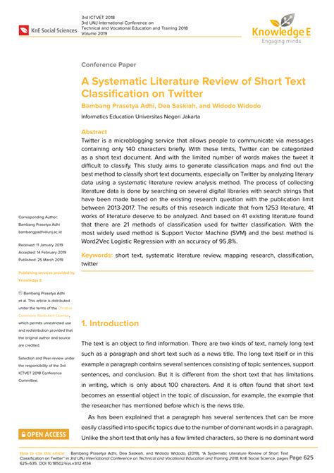 Pdf A Systematic Literature Review Of Short Text Classification On