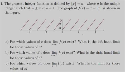 Solved The Greatest Integer Function Is Defined By X Chegg Com