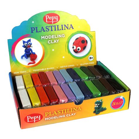 Pepy Plastilina Non Drying Modeling Clay 24 Bars 1 4 Oz Each Multicolor