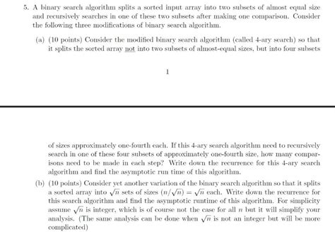 Solved A Binary Search Algorithm Splits A Sorted Input Chegg Com