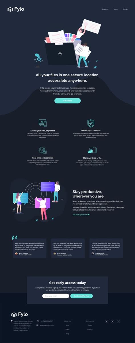 Frontend Mentor Fylo Dark Theme Landing Page With Tailwind Css Coding Challenge Solution