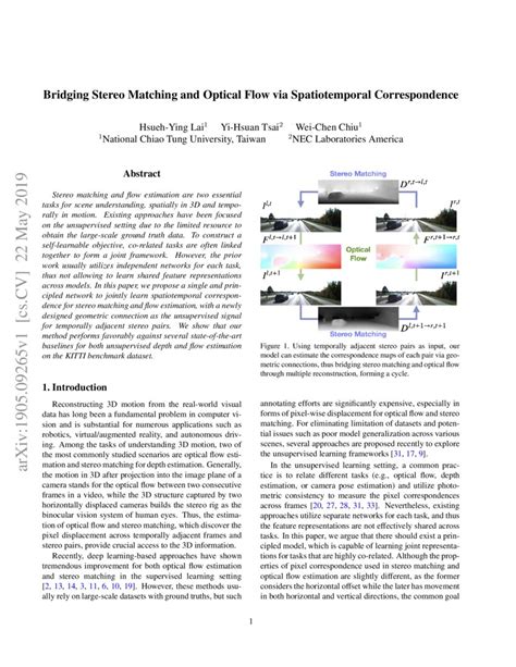 Bridging Stereo Matching And Optical Flow Via Spatiotemporal