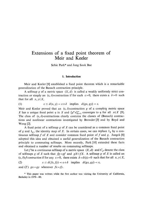 PDF Meir Keeler Type Contractive Conditions