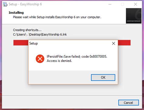 Ipersistfilesave Failed Error While Installing Easyworship