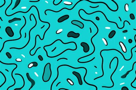 Premium Photo Turquoise Fun Line Doodle Seamless Pattern Creative