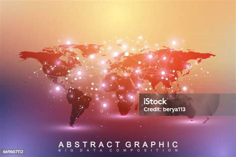 글로벌 기술 네트워킹 개념 정치 세계 지도입니다 디지털 데이터 시각화입니다 과학 인공 두뇌 입자 화합물입니다 큰 데이터 배경