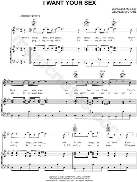 George Michael I Want Your Sex Sheet Music In Bb Major Download