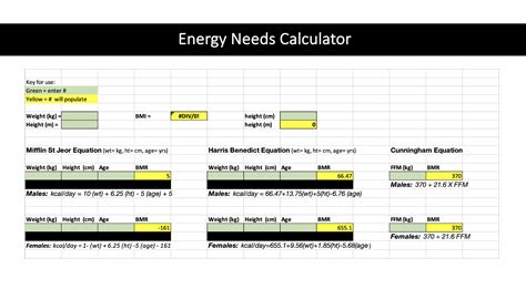 Energy Needs Calculator Well Resourced Dietitian