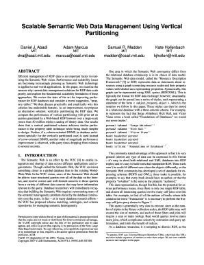 Fillable Online Cs Yale Scalable Semantic Web Data Management Using Vertical Partitioning Cs