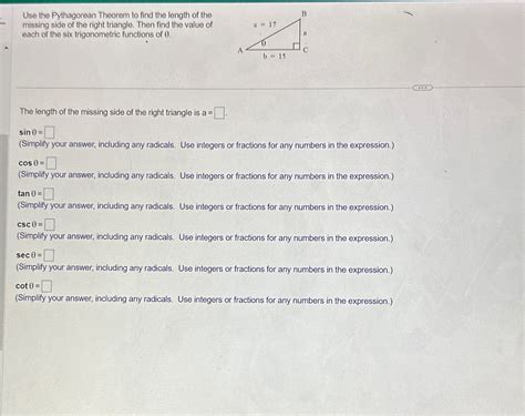 Solved Use The Pythagorean Theorem To Find The Length Of The Chegg