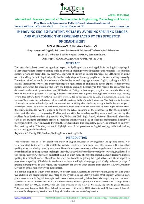 pdf improving english writing skills by avoiding spelling errors and
