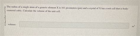solved the radius of a single atom of a generic element x