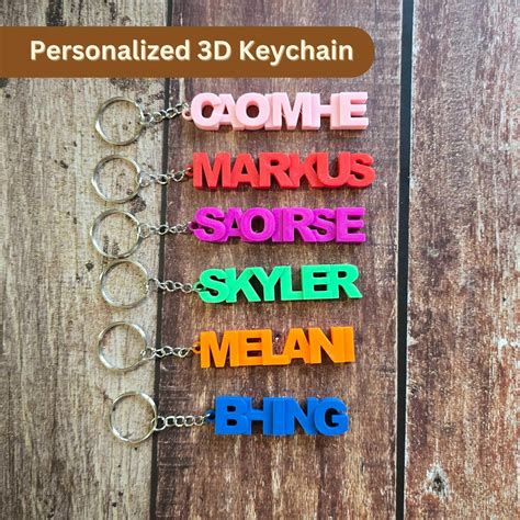 personalized name keychain 3d printed custom keyring t party