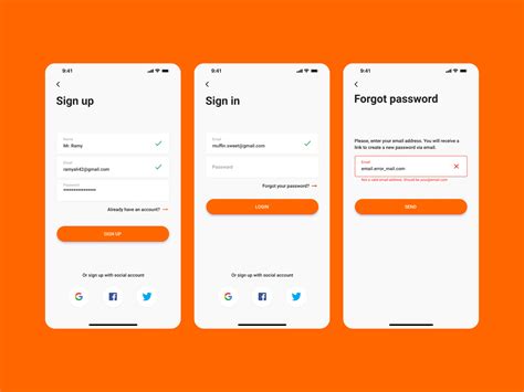 Sign Upin And Forget Password Page By Ramy Ali On Dribbble