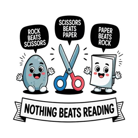 Nothing Beats Reading Rock Paper Scissors Book Lover Book T Shirt