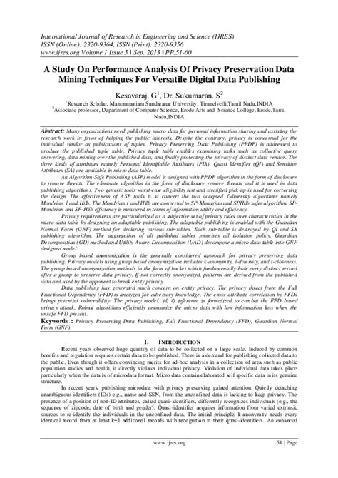 Pdf A Study On Performance Analysis Of Privacy Preservation Data