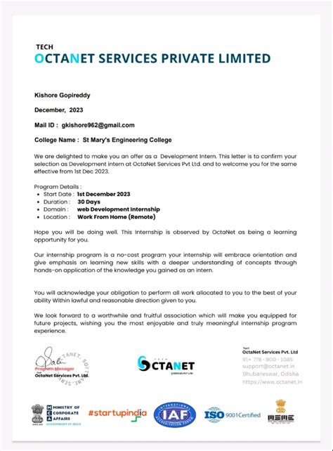 Kishore Gopireddy On Linkedin Octanet Octanetinternship Octanetsoftwareservices Webdevelopment