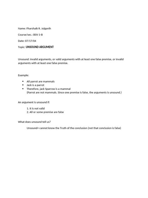 Unsound Argument Pdf
