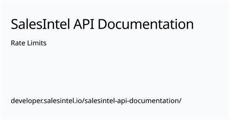 rate limits salesintel api documentation