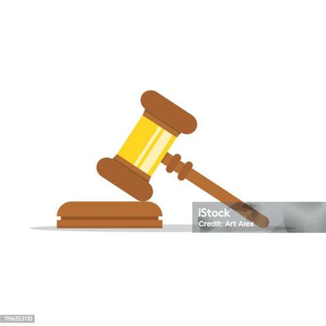 가블 판사는 유색 배경에 고립 나무 망치 법 개념입니다 벡터 그림입니다 갈색에 대한 스톡 벡터 아트 및 기타 이미지 갈색 결정 경매 Istock