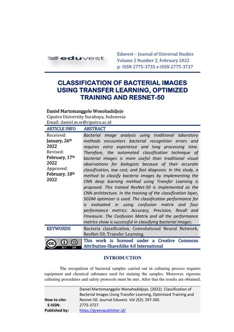 Pdf Classification Of Bacterial Images Using Transfer Learning