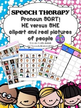 Speech Therapy Pronouns He She Sorting Activity Boardmaker Autism