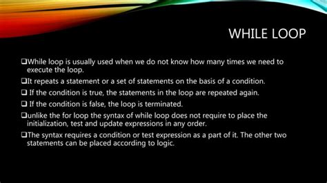 Iterative Control Structures Looping Types Of Loops Loop Working Ppt