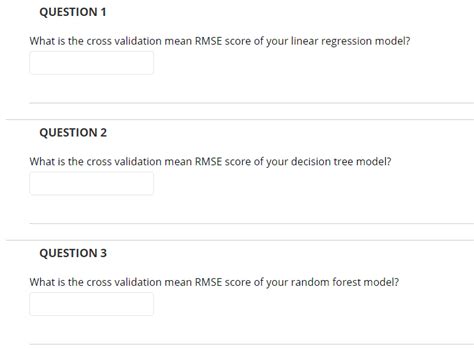 Solved Question 1 What Is The Cross Validation Mean Rmse
