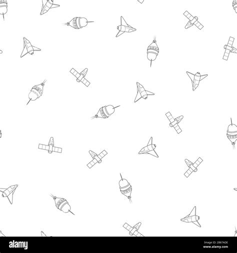 rocket shuttle and spaceship space ships seamless pattern background