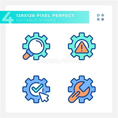 System Changes Pixel Perfect RGB Color Icons Set Stock Vector Illustration Of Configuration