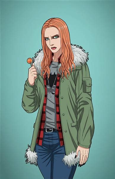 دختر مو قرمز ژاکت زرد نقاشی دیجیتال 1534576