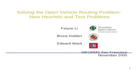 Ppt Solving The Open Vehicle Routing Problem New Heuristic And Test
