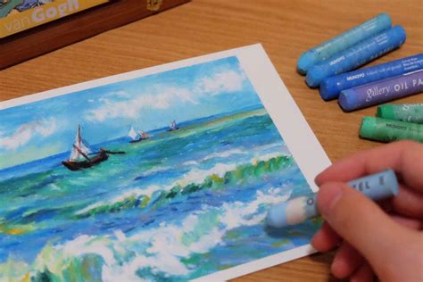오일파스텔로 그린 빈센트 반 고흐의 바다 그림 명화 그리기 Oil Pastel Drawing Vincent Van Gogh 오일 파스텔 드로잉 파스텔 아트