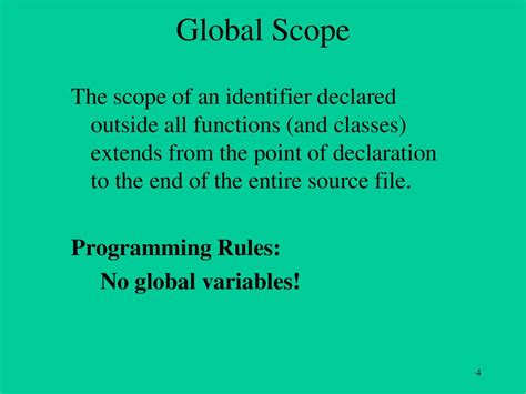 scope of variables the region of code where it is legal to reference