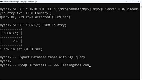MySQL Export Using INTO OUTFILE TestingDocs
