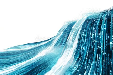 Abstract Waterfall Turning Into A Stream Of Data Symbolizing The Flow Of Information And The