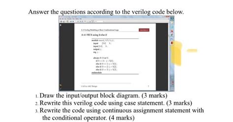 Solved Answer The Questions According To The Verilog Code