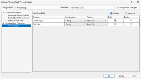 Manage Project And Solution Properties Visual Studio Windows