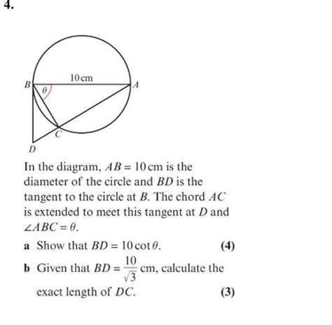 4 In The Diagram A B 10 Cm Is The Diameter Of StudyX