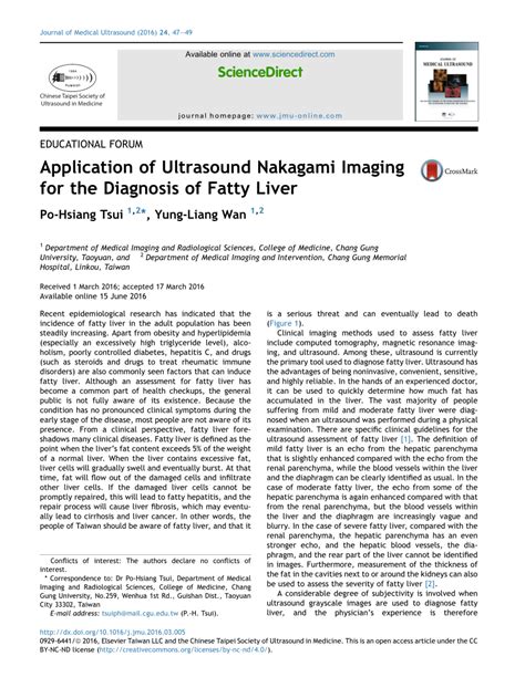 Pdf Application Of Ultrasound Nakagami Imaging For The Diagnosis Of Fatty Liver